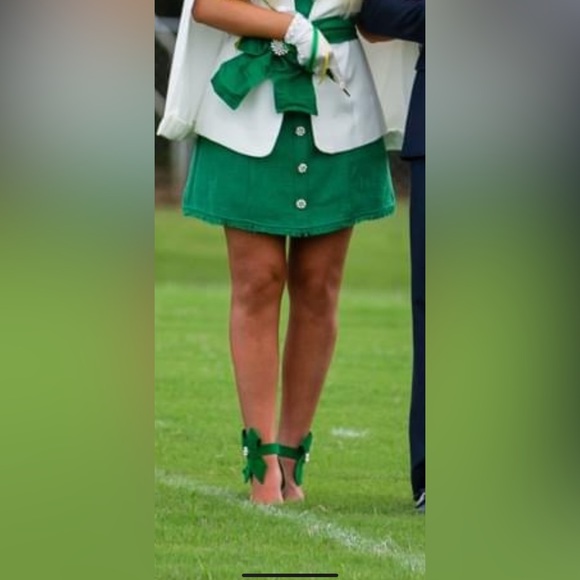 MMJULY | Shoes | Green Felt Bow Heels | Poshmark
